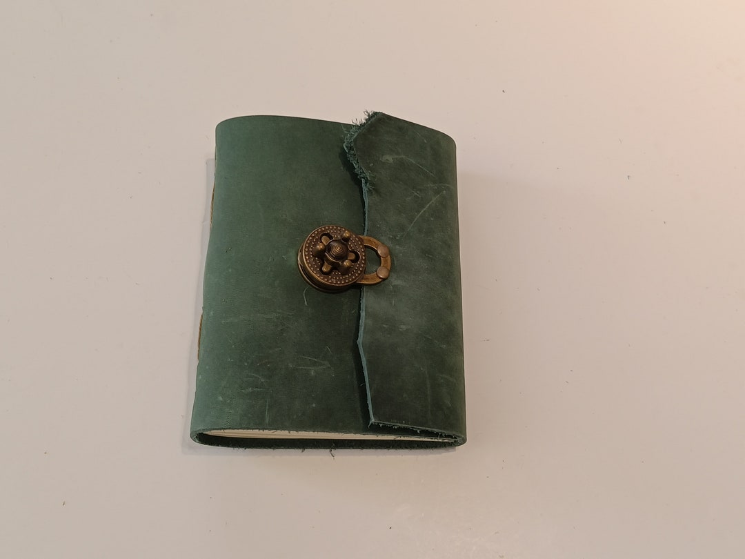 6 X 5 Forest Green Leather Book With Turn Latch 80 Lb Paper Ph Neutral ...