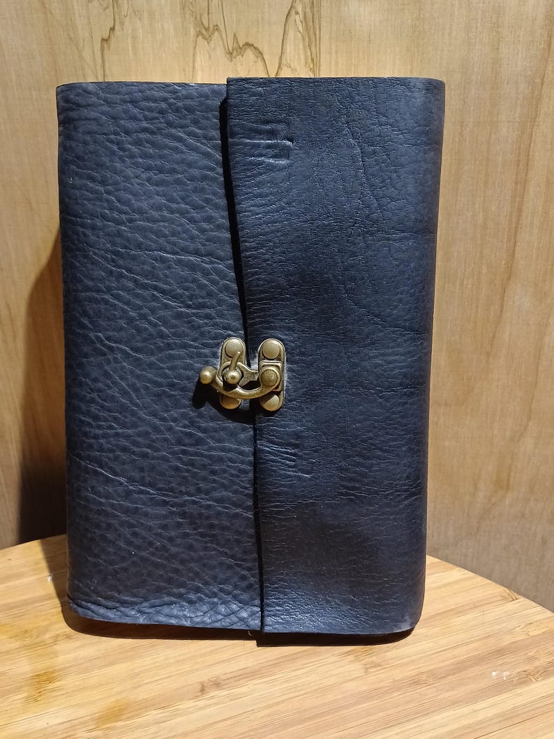 Black Handbound Leather Book With Flip Latch - 9 X 6 " Heavy Art ...
