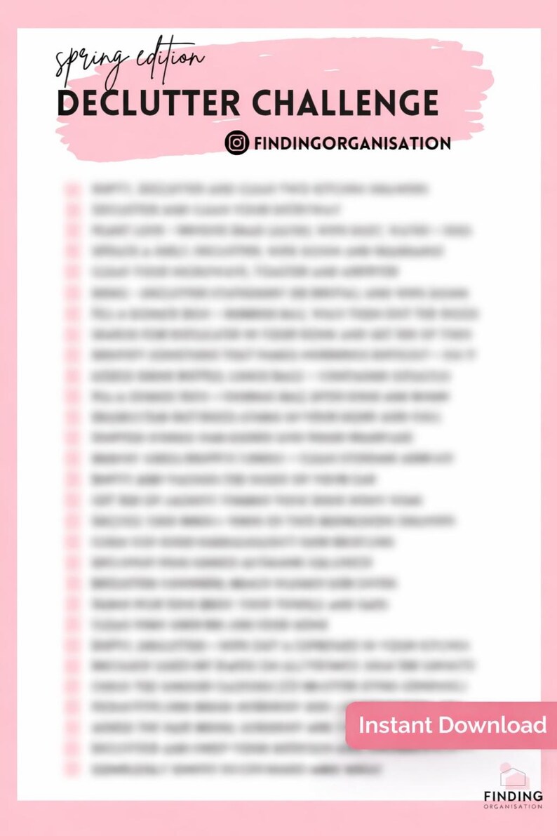 Spring Declutter Challenge Printable | 30-day Home Reset Checklist ...