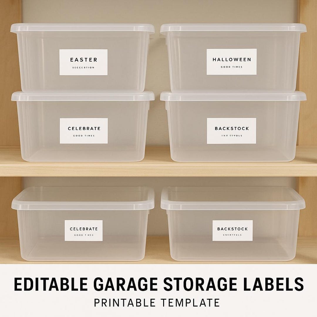 Garage Storage Labels Printable • Editable Canva Template • Modern Bin ...