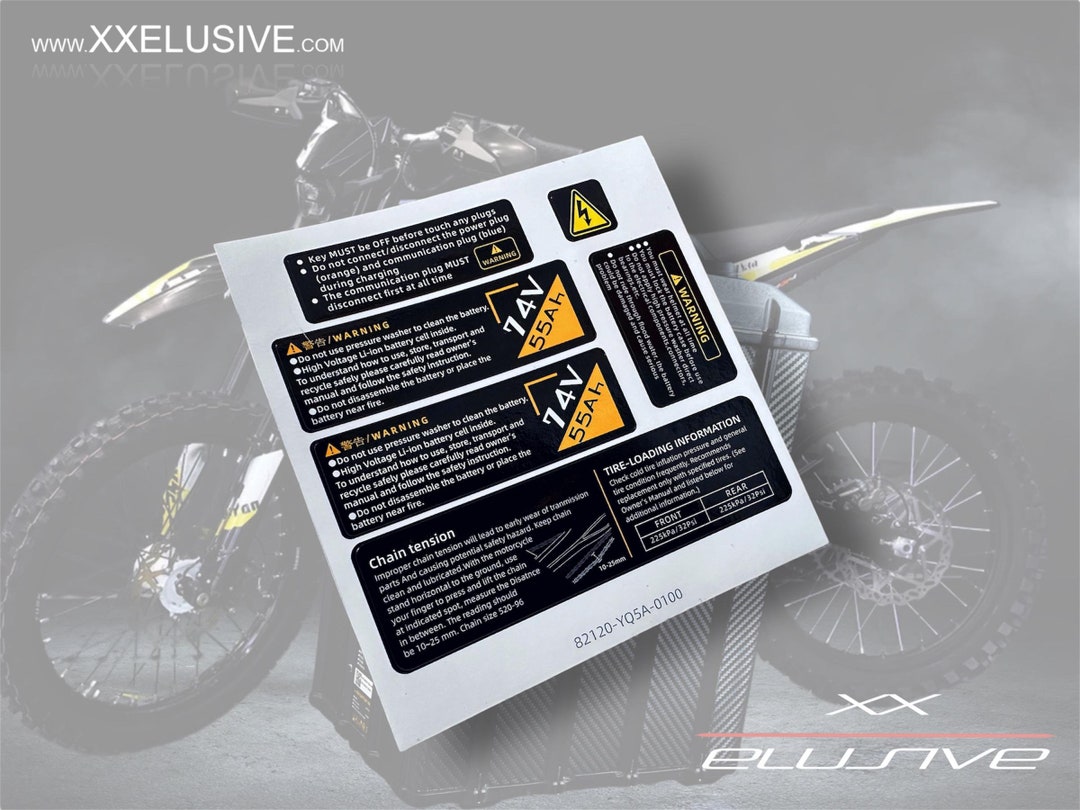 Sur Ron Ultra Bee Warning Label Set Surron Ultra Bee Warning Decal Set ...