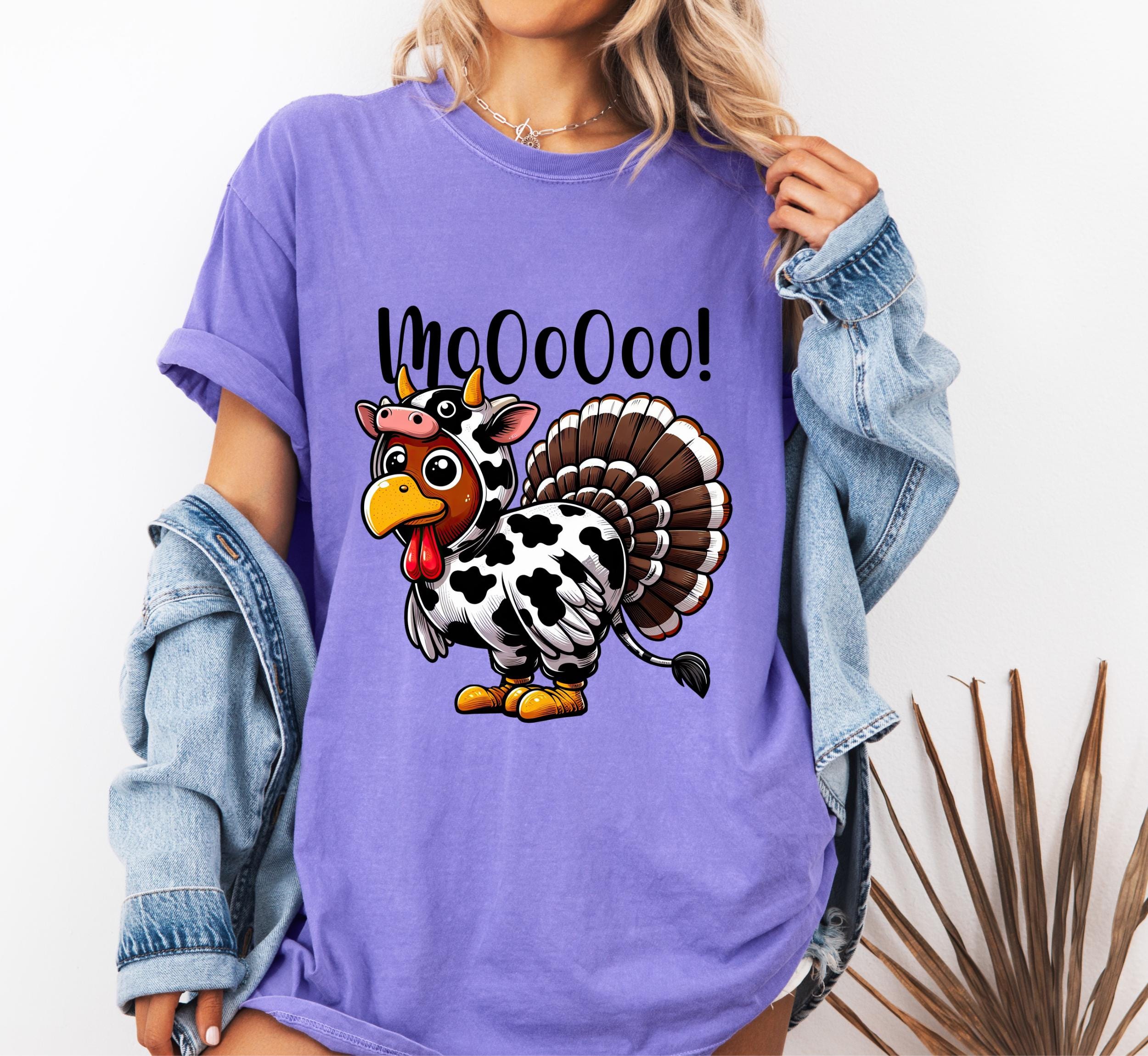Turkey Moo Funny Thanksgiving Shirt|quirky Holiday Comfort Colors Tee ...