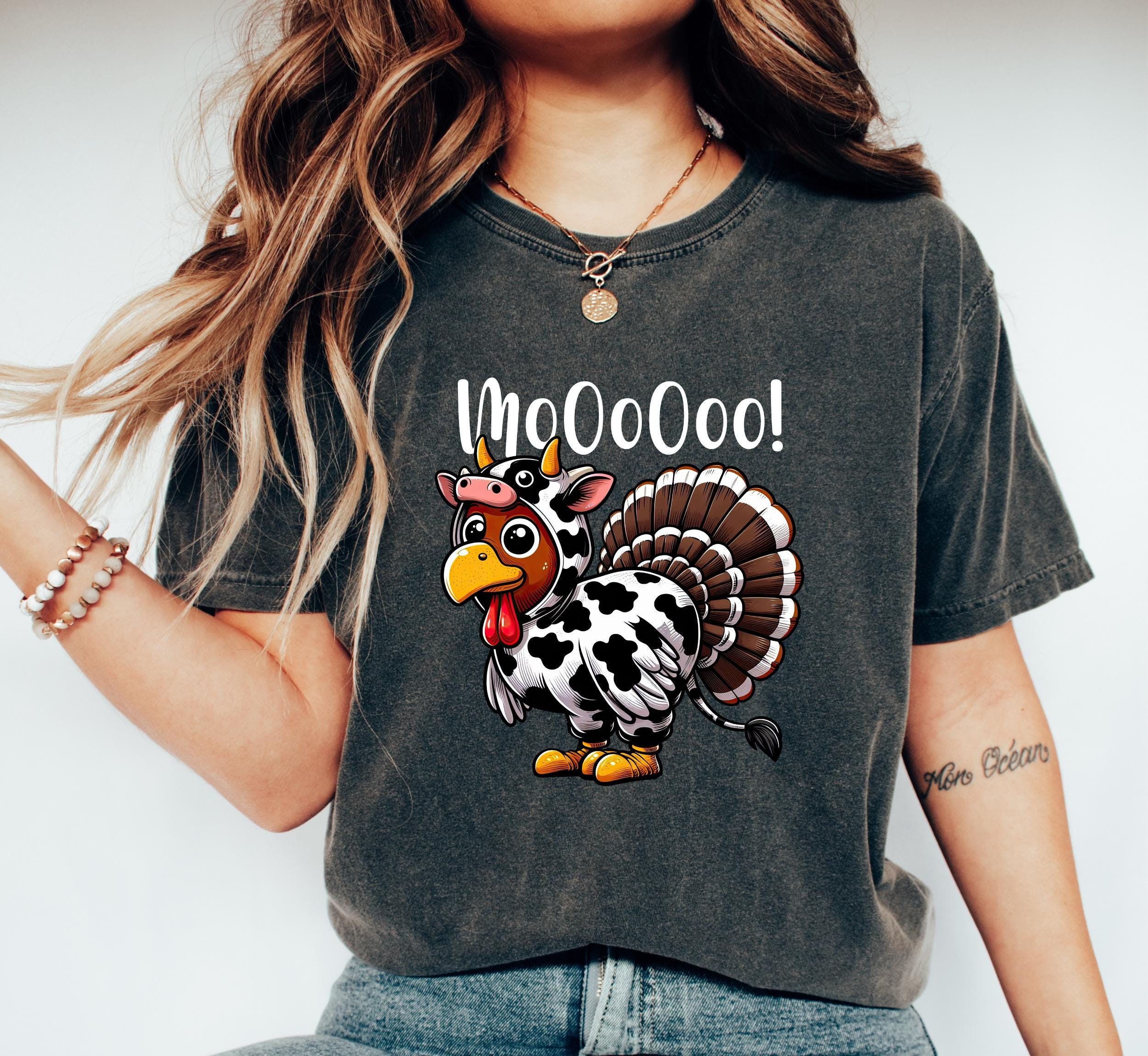 Turkey Moo Funny Thanksgiving Shirt|quirky Holiday Comfort Colors Tee ...