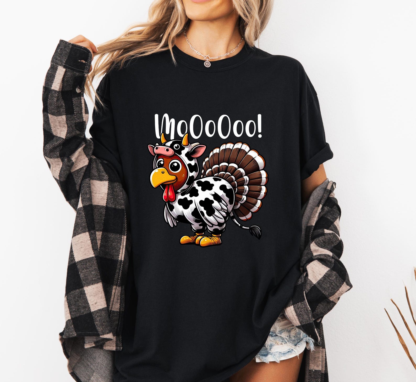 Turkey Moo Funny Thanksgiving Shirt|quirky Holiday Comfort Colors Tee ...