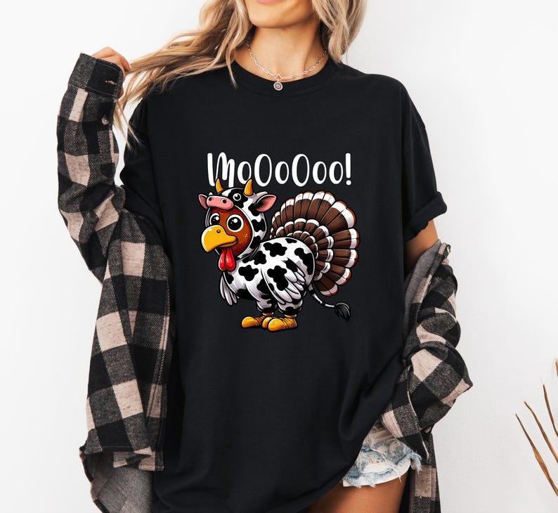 Turkey Moo Funny Thanksgiving Shirt|quirky Holiday Comfort Colors Tee ...