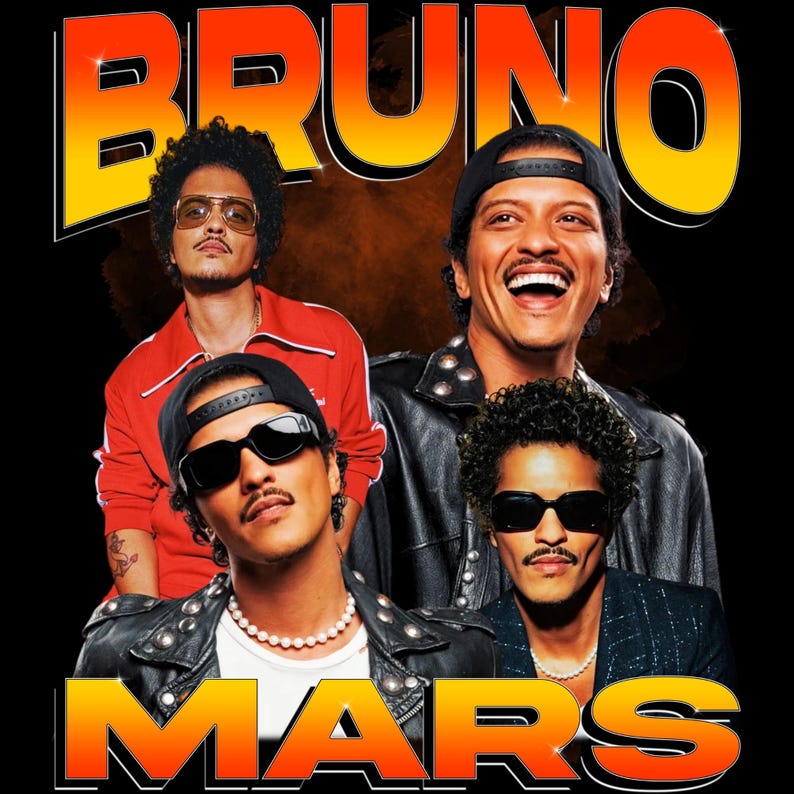 BRUNO MARS T Shirt Design. PNG Digital 4500x5100 Px. R&B, Rap, Pop ...