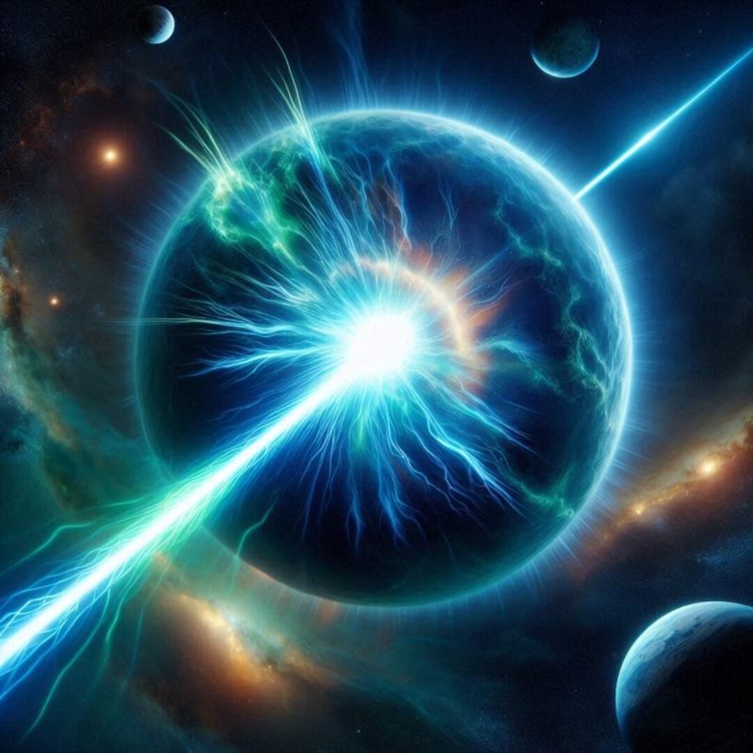 Quasar Beam Strikes Planet Instant Downloadable Wallpaper Digital Print ...