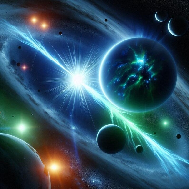 Quasar Beam Strikes Planet Instant Downloadable Wallpaper Digital Print ...