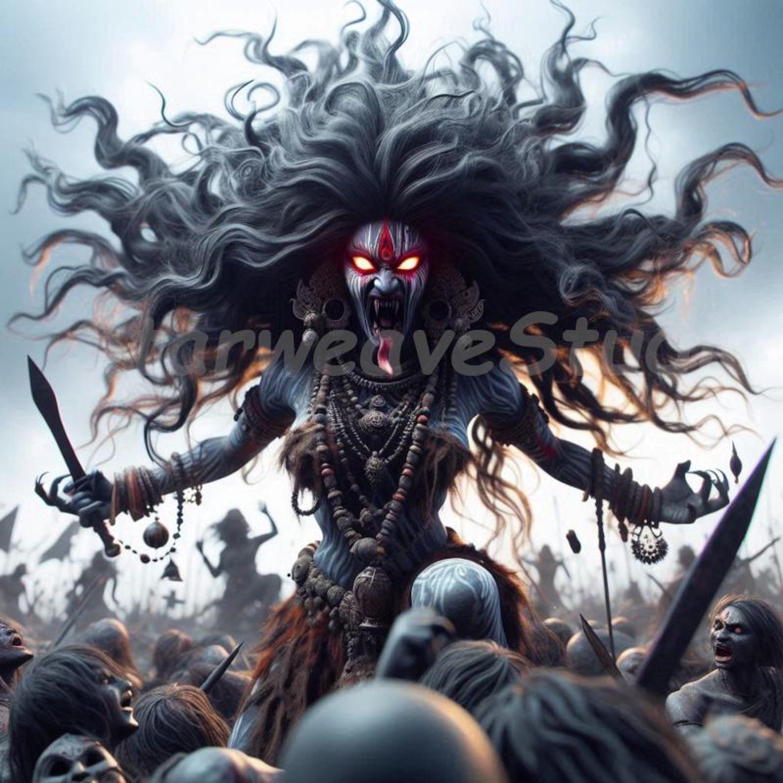 Kali, Hindu Goddess of Destruction Downloadable Wallpaper Digital Print ...