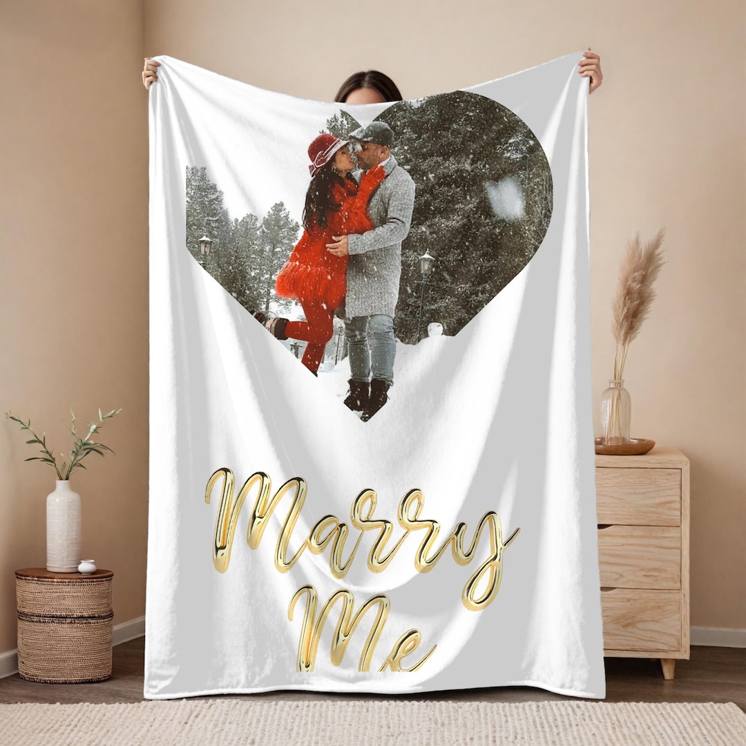 Marriage Proposal Photo, Personalized Photo Blanket, Custom Blanket ...