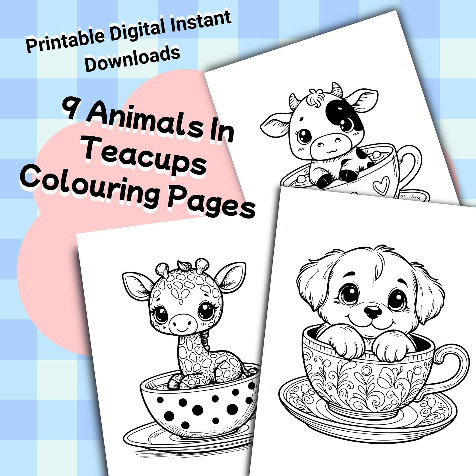 Animals in Teacups Colouring Pages - 9 Cute Children's Colouring Pages ...
