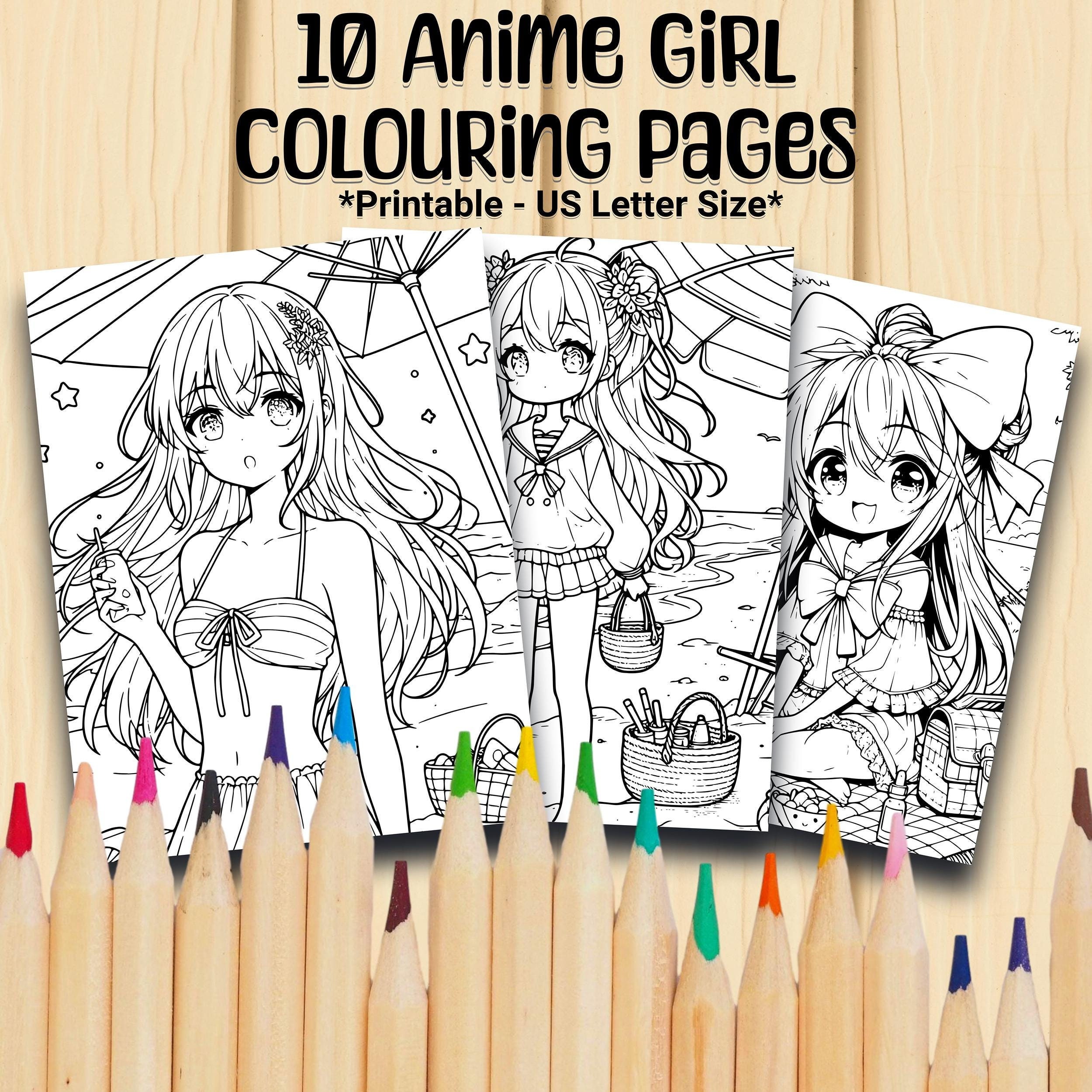 Anime Girl Colouring Pages - 10 Kawaii Chibi Colouring Pages for Kids ...