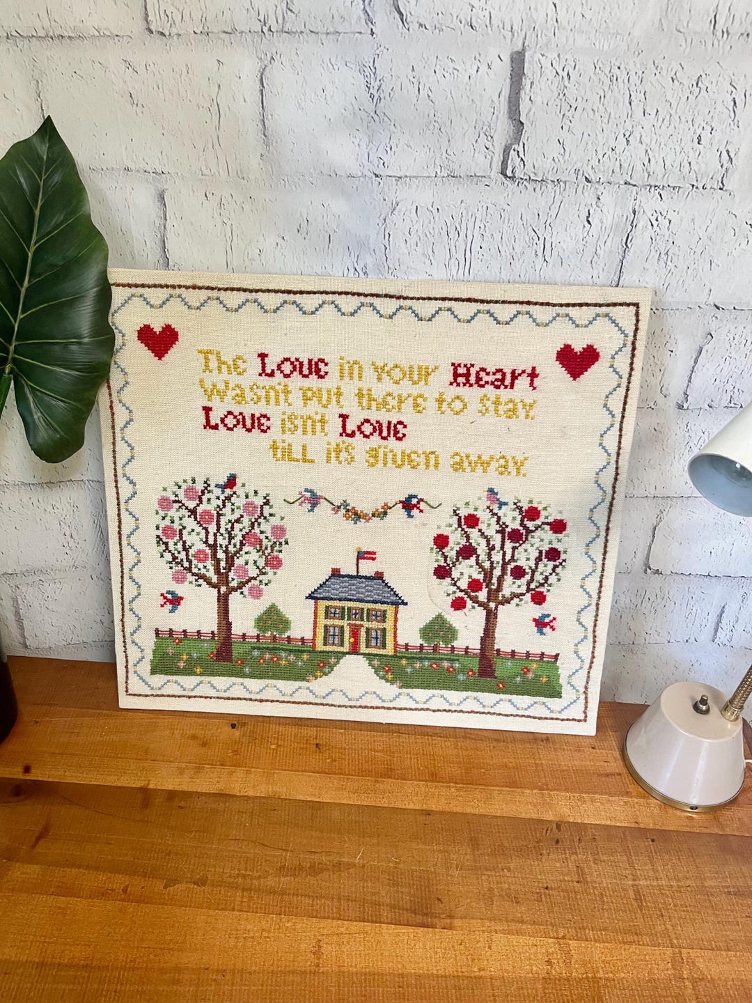 Vintage Large Crewel Embroidery House With Sweet Title - Etsy