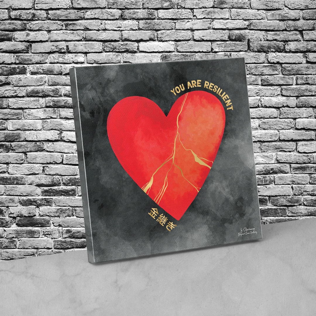 Canvas: Kintsugi Inspired Heart, Love and Loss, Heart, Wall Art ...