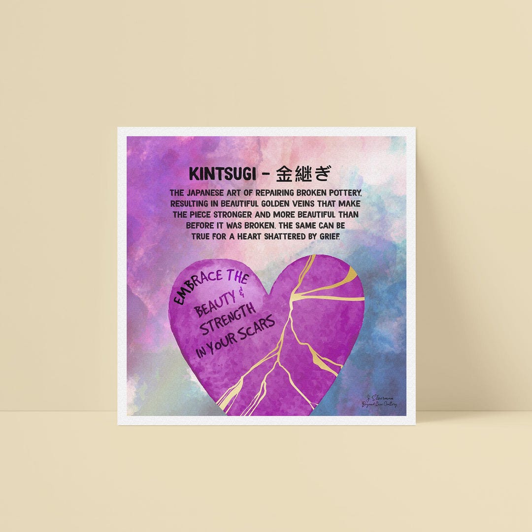 Unframed Print: Kintsugi, Embrace Your Scars, Love and Loss, Heart ...
