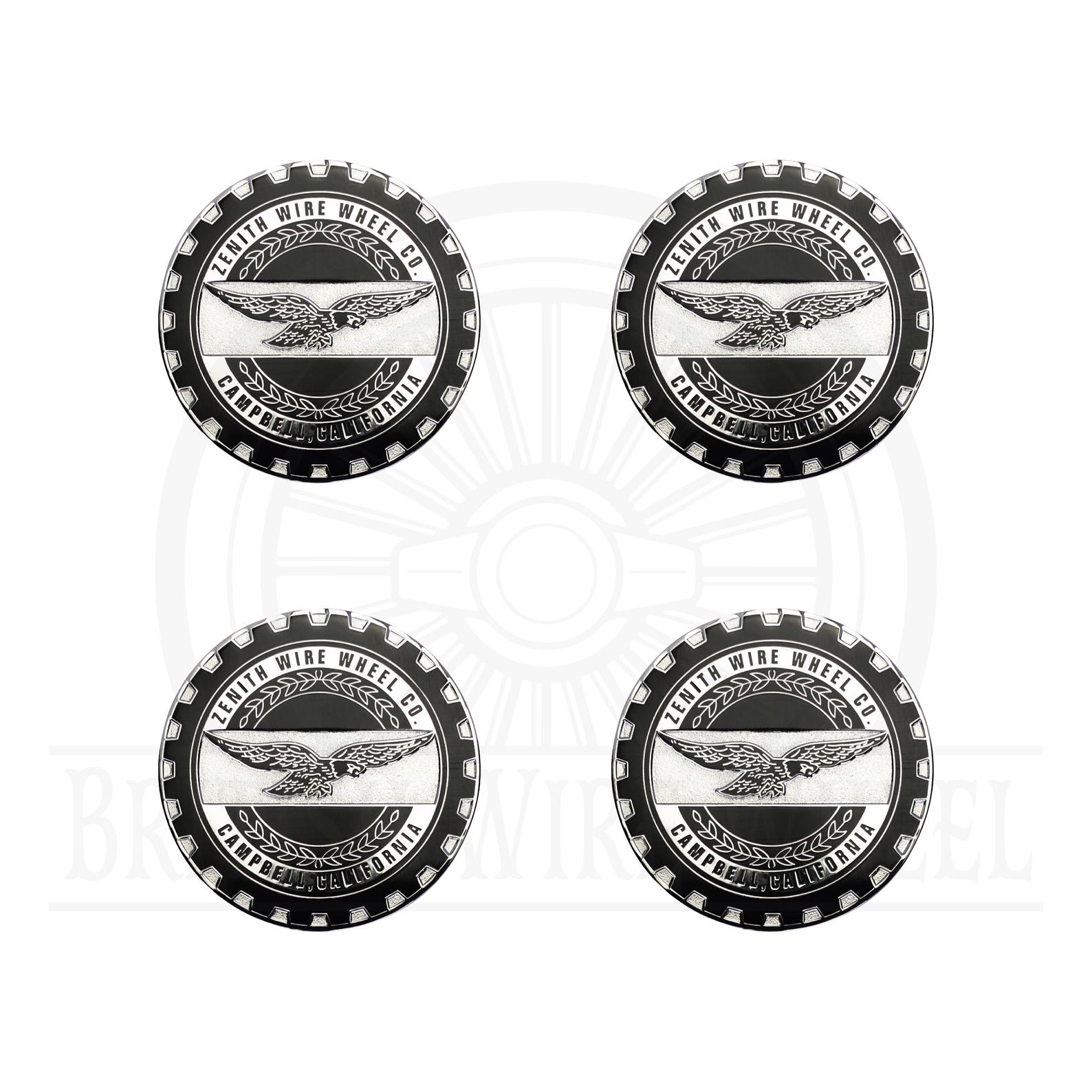 Zenith Chrome and Black Metal Wire Wheel Chip Emblems (2.25") for ...