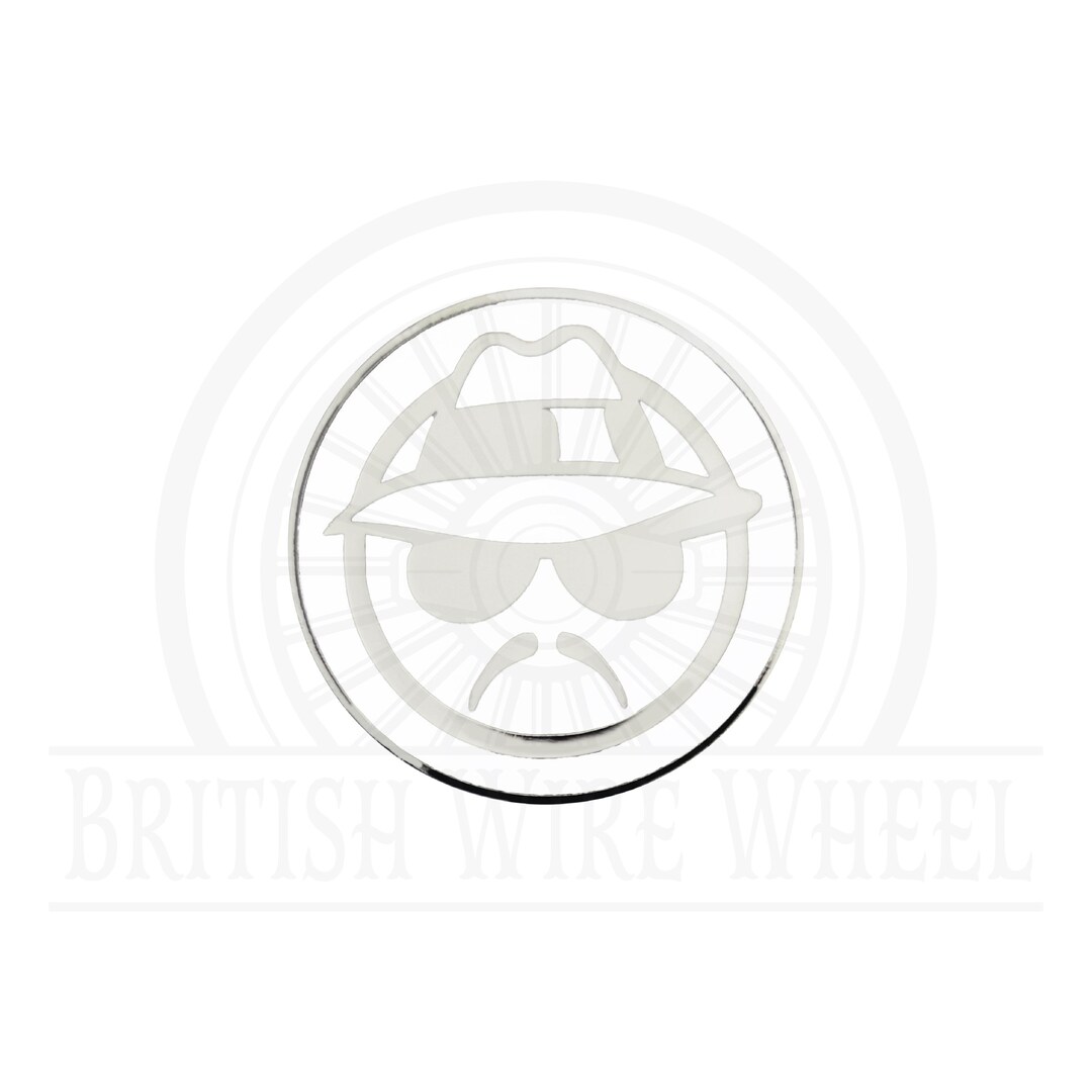 Lowrider Chrome and White Metal Wire Wheel Chip Emblems (2.25") for ...