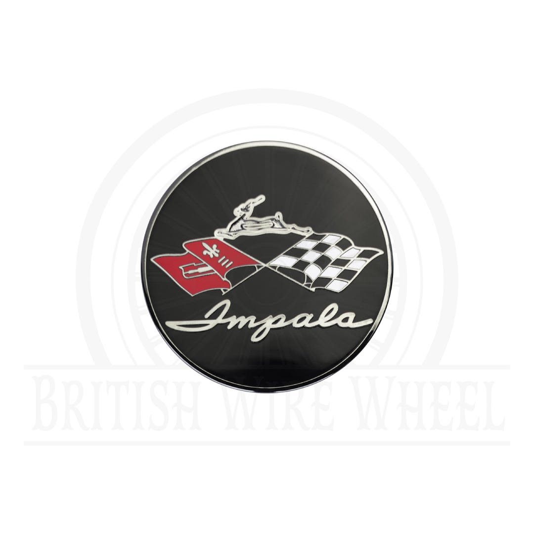 Impala Chrome and Black Metal Wire Wheel Chip Emblems (2.25") for ...