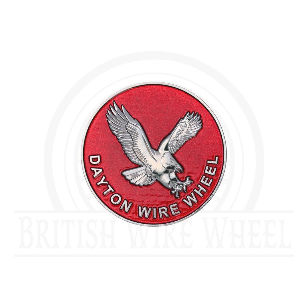 Dayton Eagle Chrome & Candy Apple Red Metal Wire Wheel Chip Emblems (2. ...