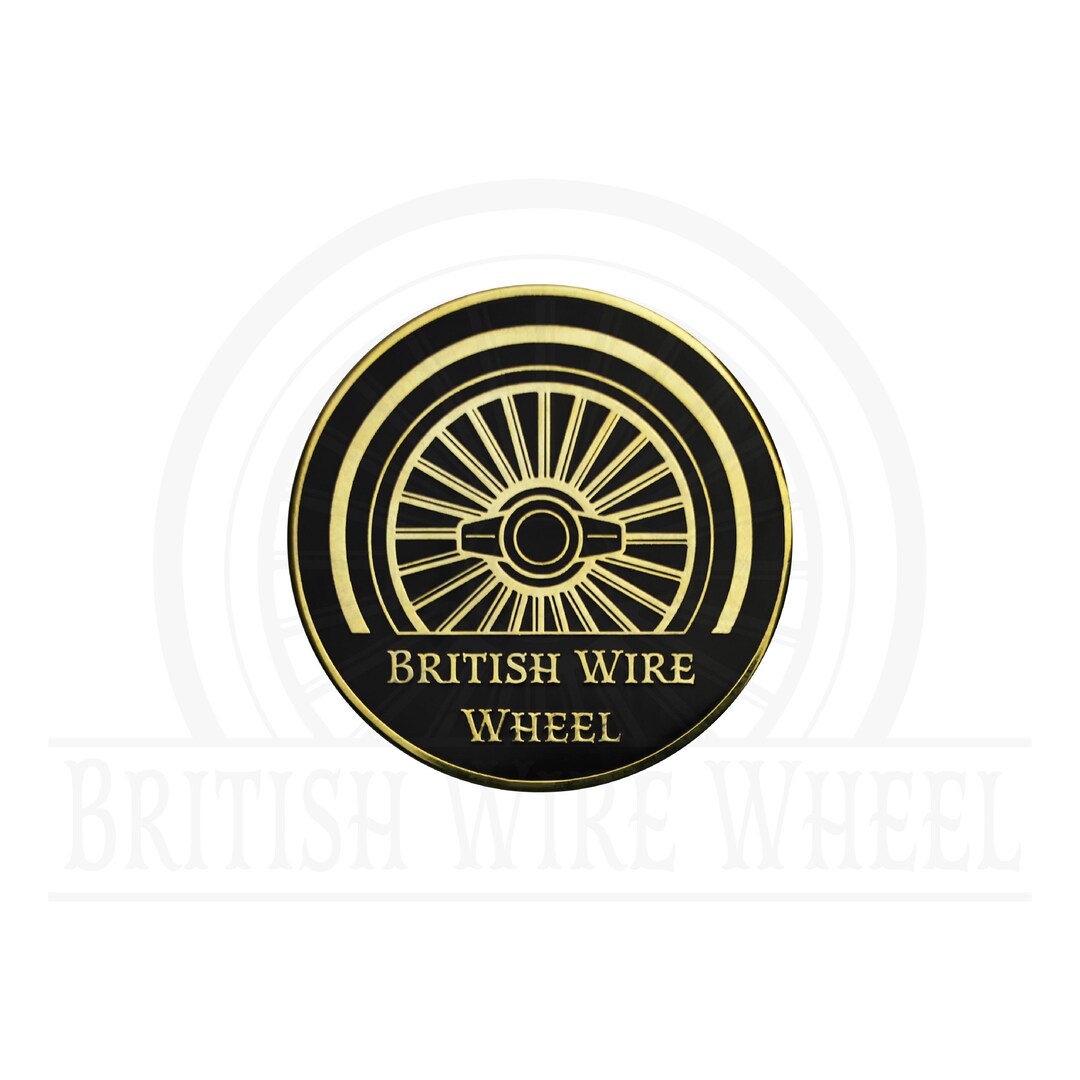 British Wire Wheel Gold and Black Wire Wheel Chip Emblems (2.25") for ...