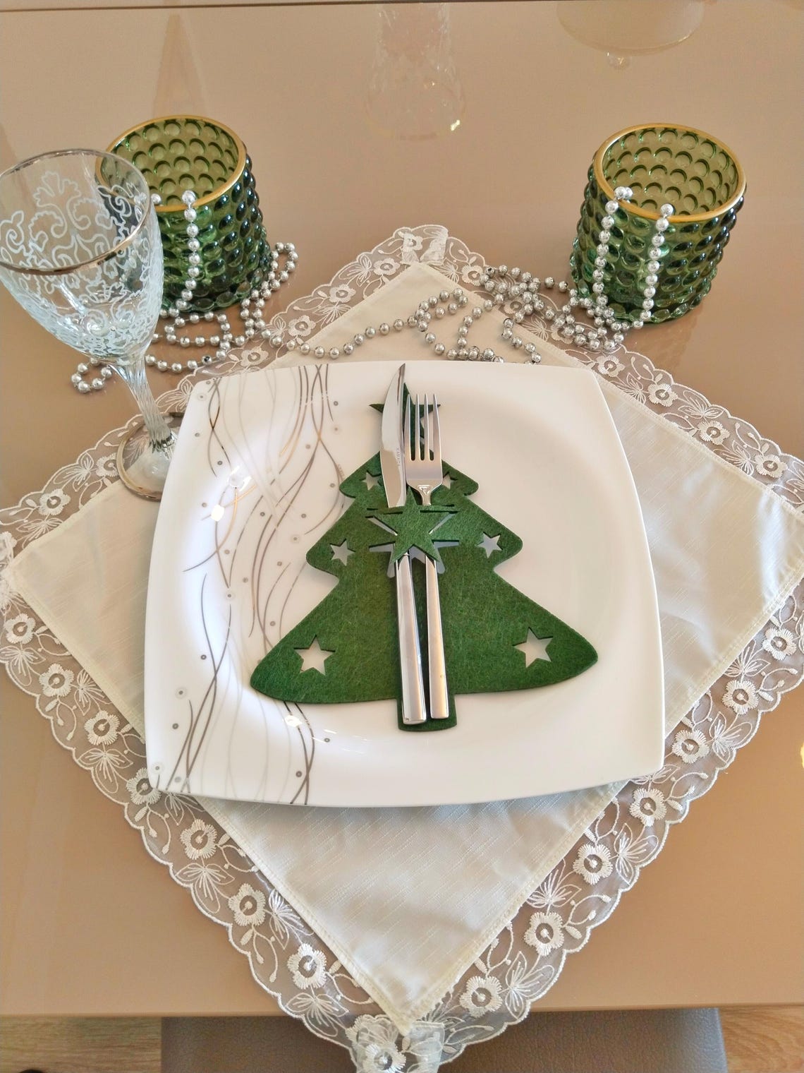 Xmas Cudlery Holder,xmas Cutlery Holder,christmas Tree Cutlery Pocket ...