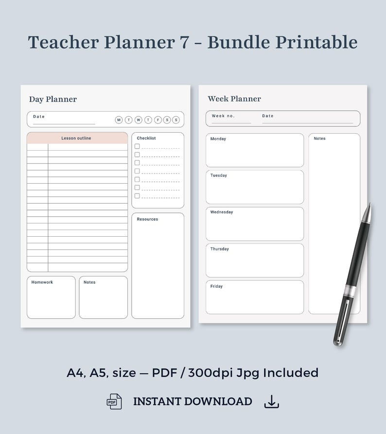 Teacher Planner 7-bundle Printable | Daily, Weekly, and Monthly ...