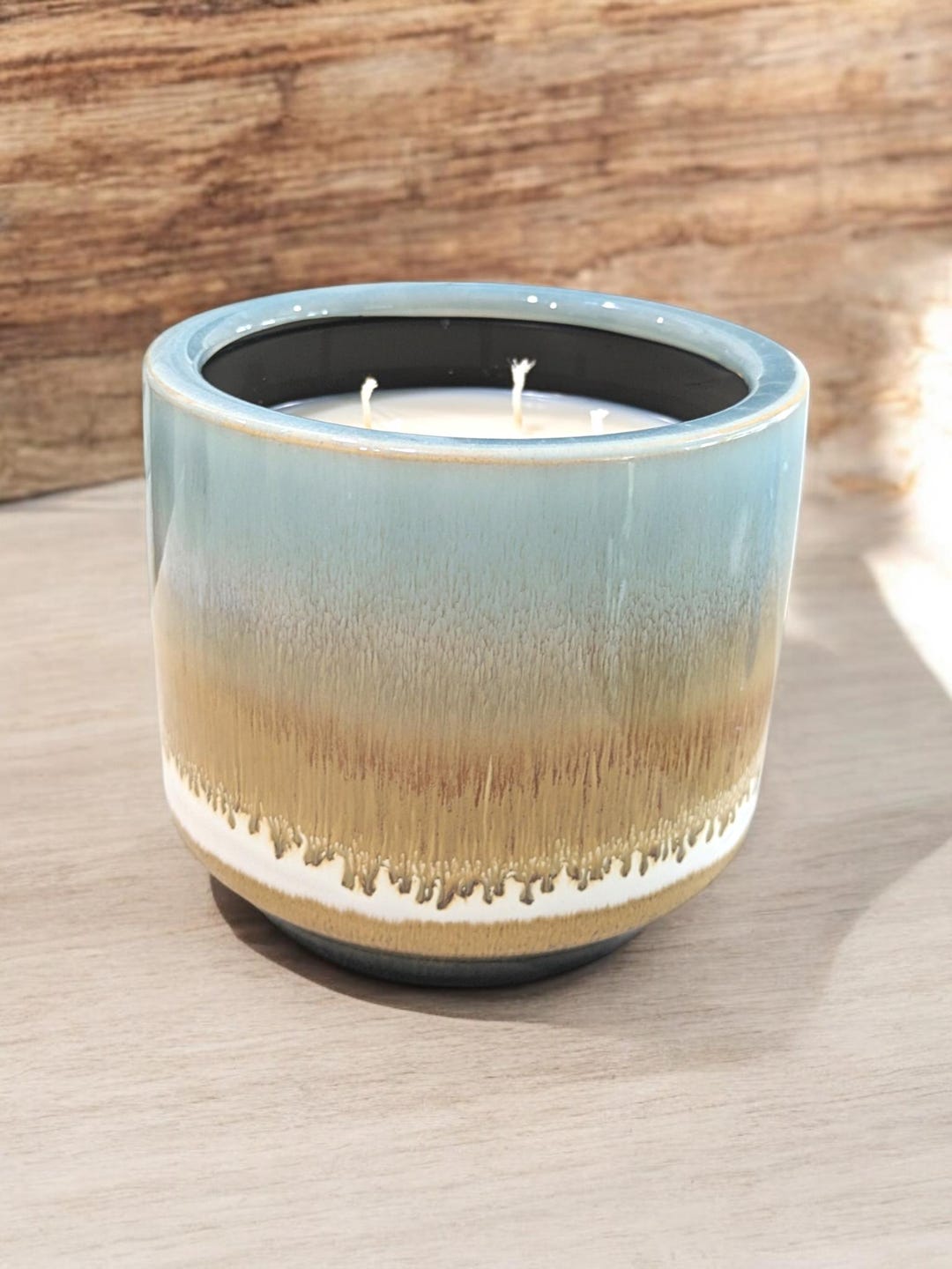 Large Sand Two Tone Design 32 Oz Clay Vessel Soy Wax Candle - Etsy