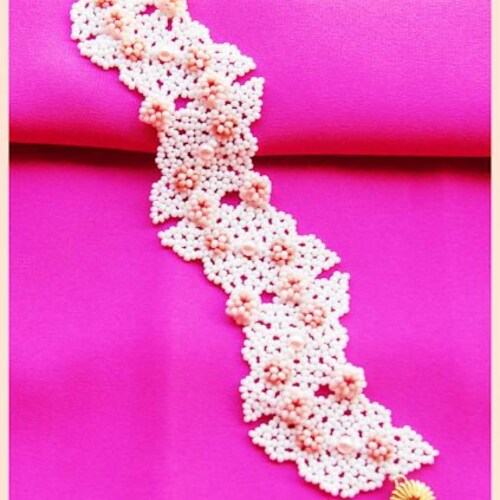 Bead Tutorial Spanish Rose Bracelet Pattern Netting Stitch - Etsy