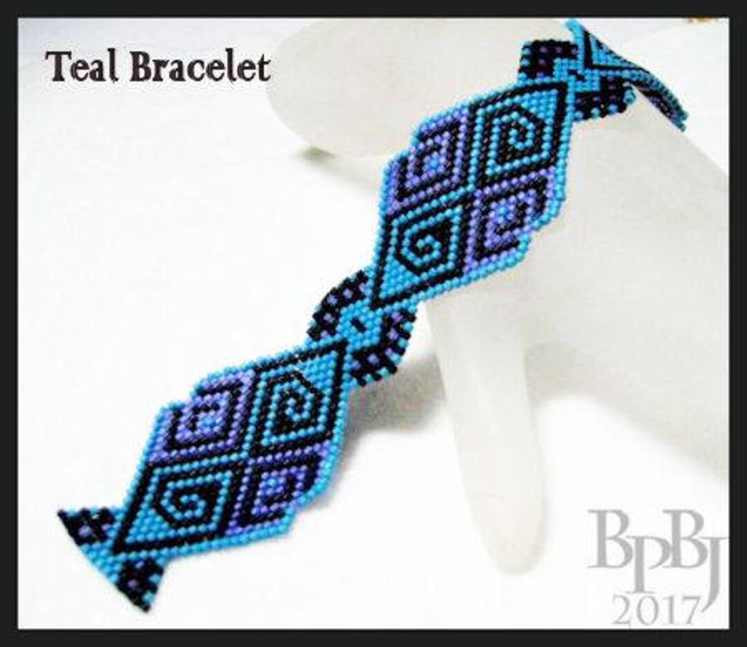 Bead Pattern Teal Bracelet Advanced Brick Stitch - Etsy