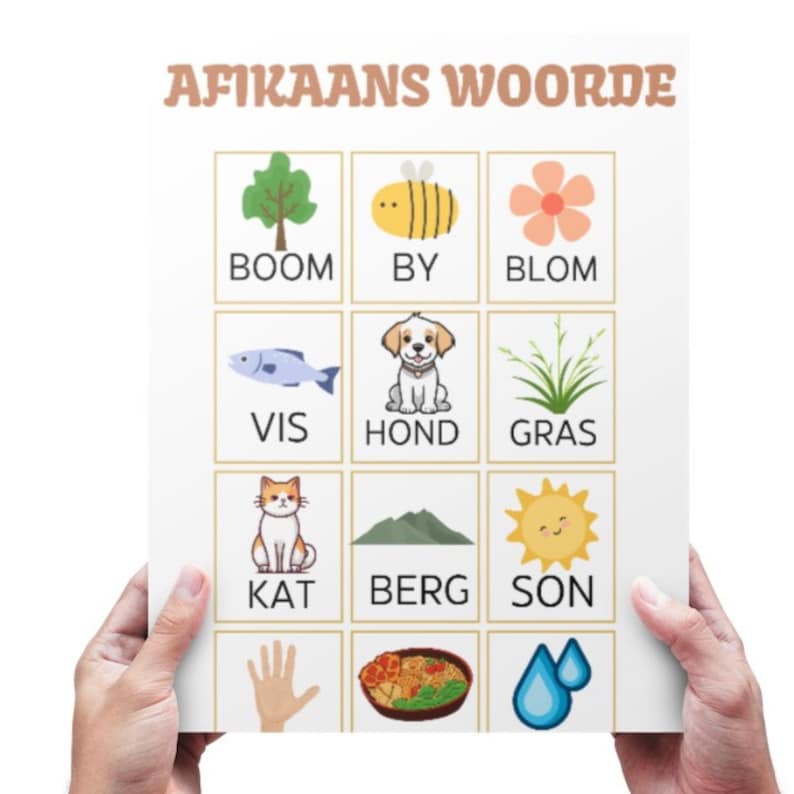 Afrikaans Words Worksheet for Kids – Visual Learning With Pictures ...