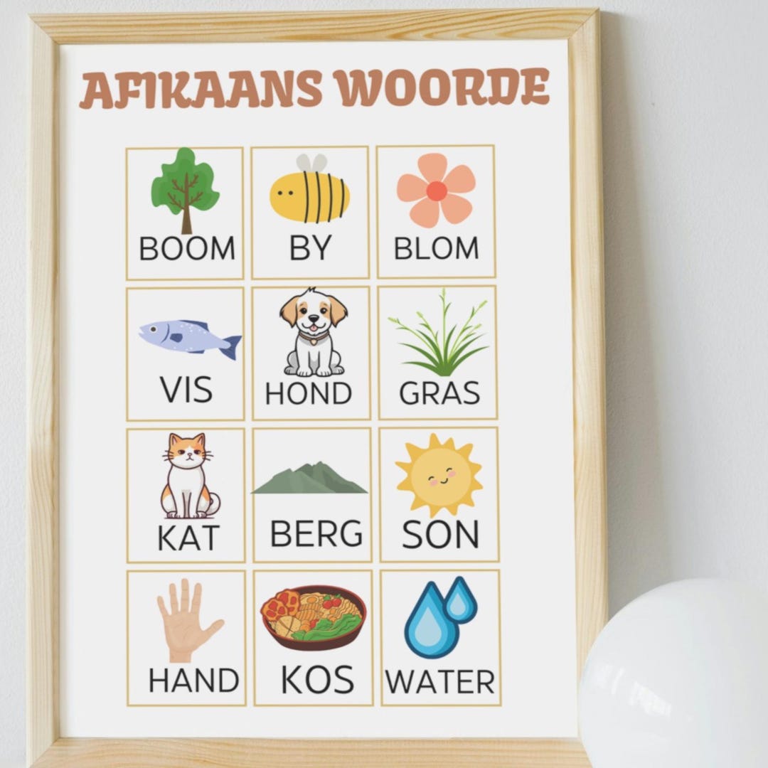Afrikaans Words Kids Worksheet – Visual Learning, Fun Activity ...