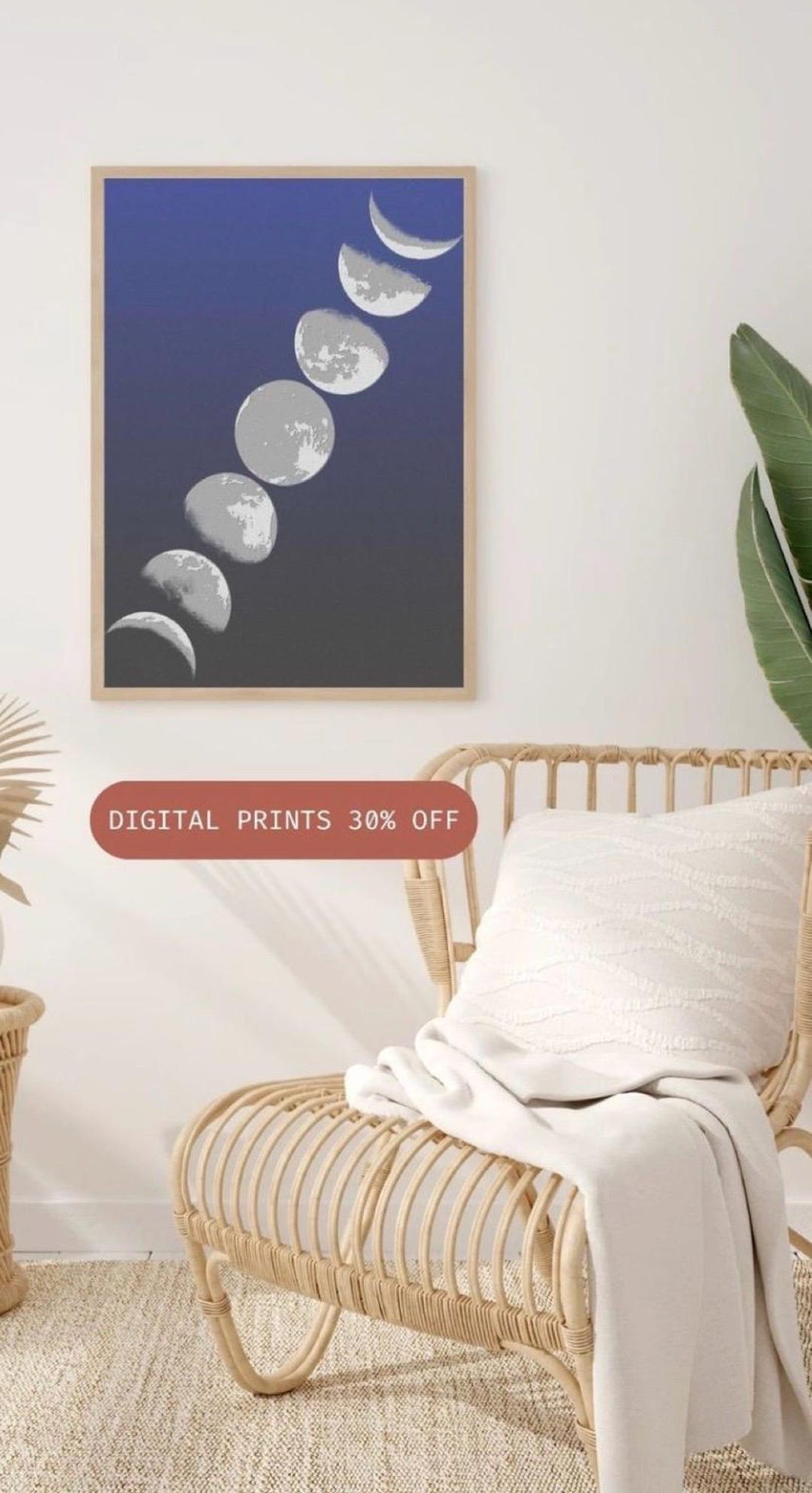 Moon Phases Wall Art Printable | Boho Lunar Cycle Poster | Spiritual ...