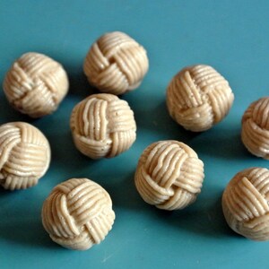 Lot of 9 Vintage 1960s Unused Round Beige Plastic Ball Buttons With ...