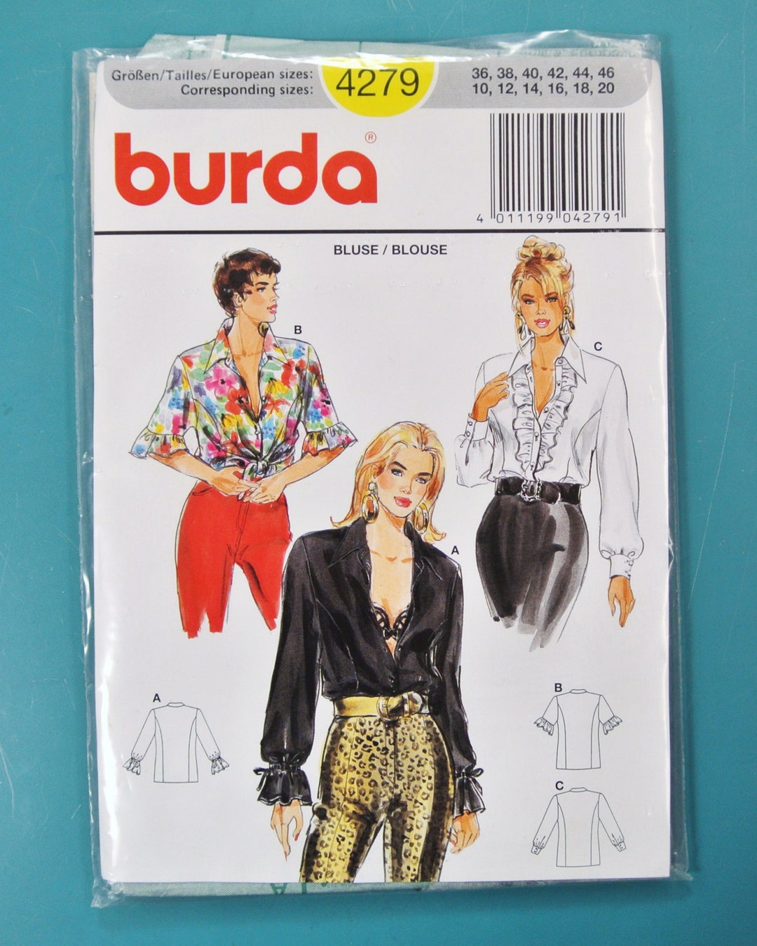 German BURDA Dress Pattern for Bluse/ Blouse Sizes Ladies 36-46 With ...