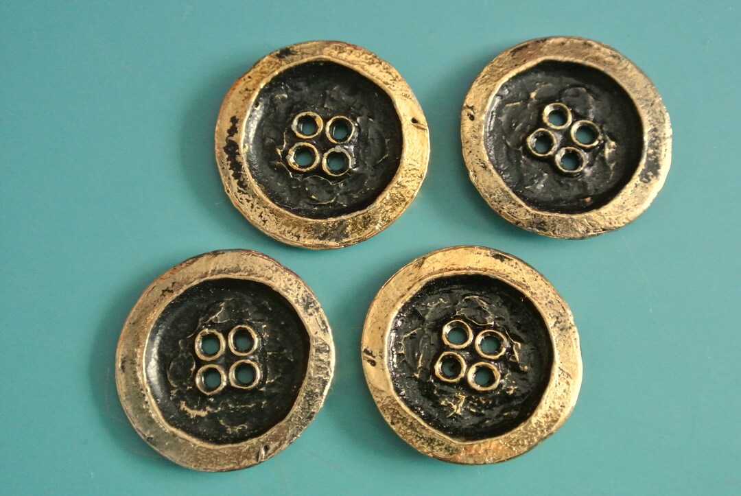 Lot of 4 Large Unusual Vintage 1960s Unused Black/ Goldcolor Metal ...