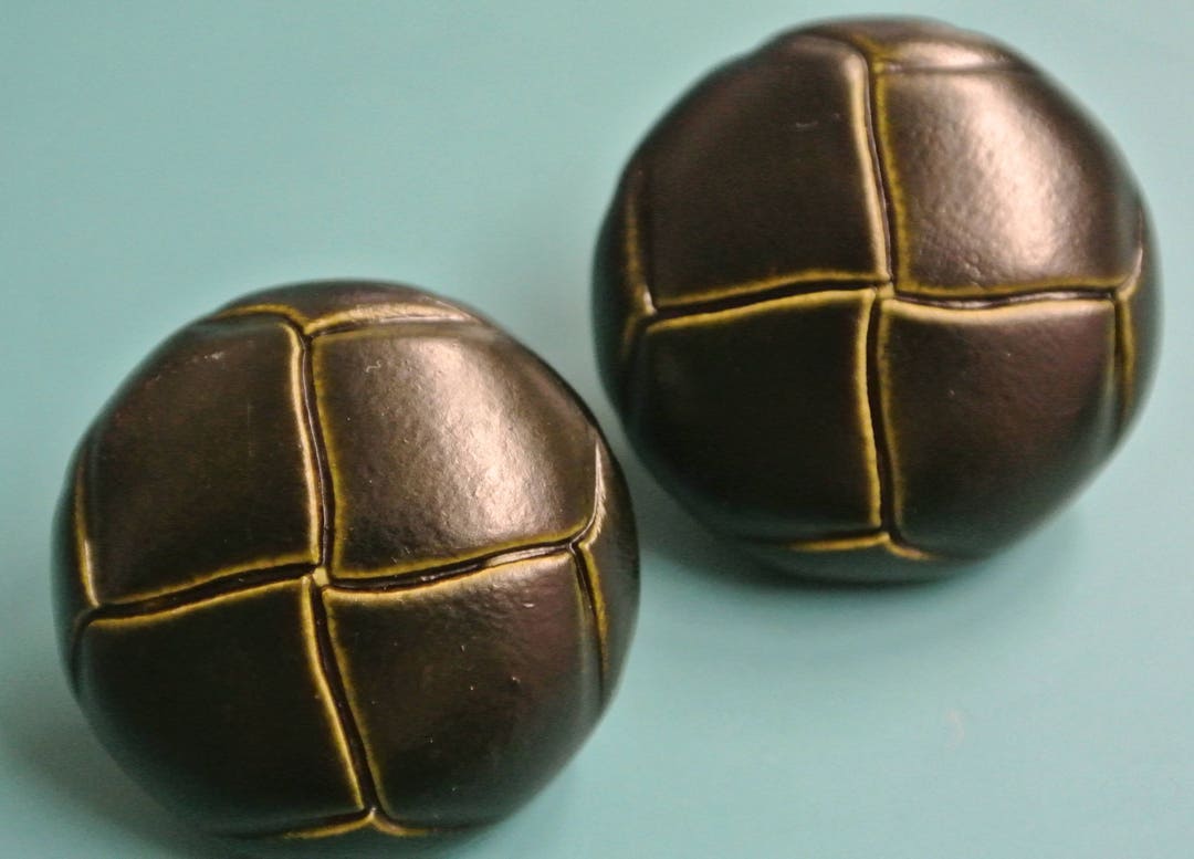 Vintage Plaited Leather Buttons: Forest Green Handmade Sewing Supplies ...