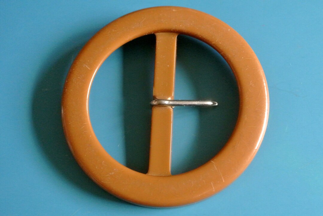 Large Vintage 1960s Round Brown Plastic Buckle for Your Sewing ...