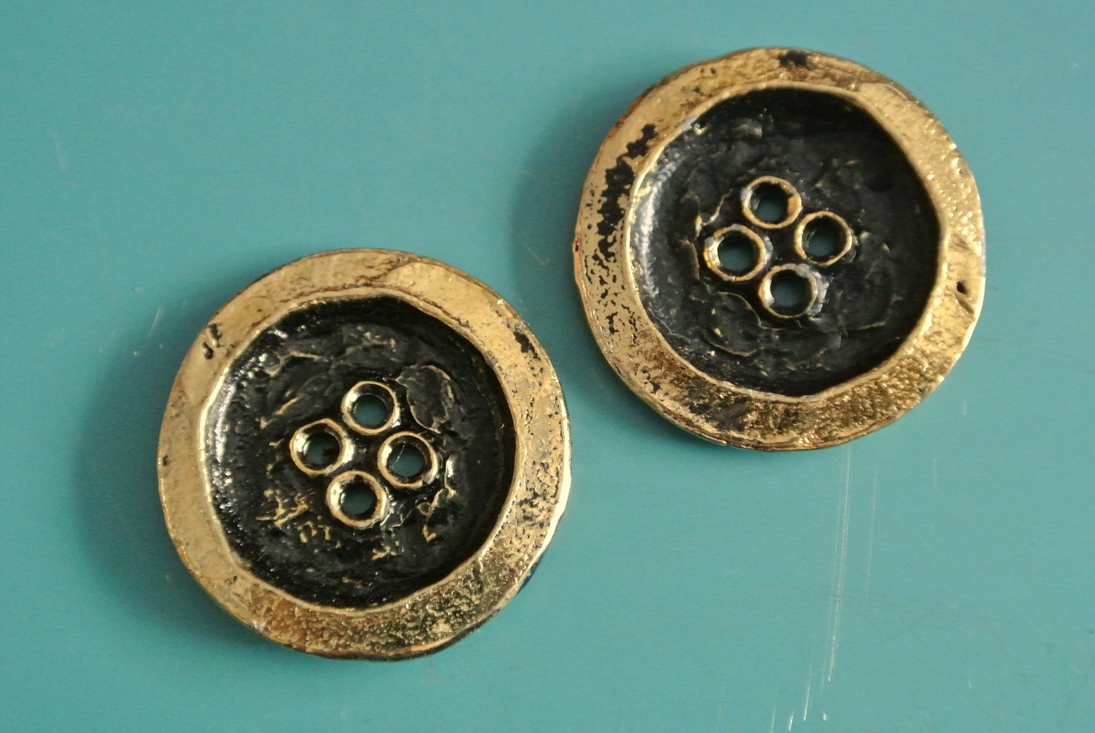 Lot of 4 Large Unusual Vintage 1960s Unused Black/ Goldcolor Metal ...