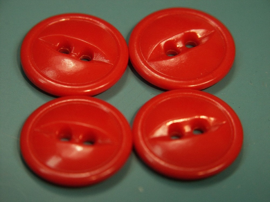 Lot of 9 Vintage 1950s Unused Clear Red Plastic Buttons for Your Sewing ...