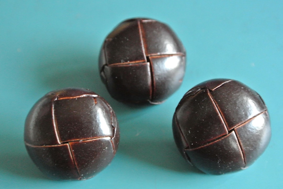 Vintage Plaited Leather Buttons: Dark Brown Handmade Sewing Supplies ...