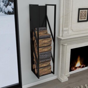 Indoor Wall Mounted Firewood Rack Wall Mounted Firewood Storage ...