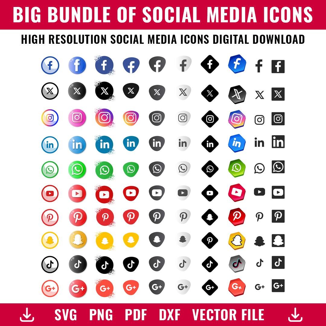 Social Media Icons Bundle Over 100 Social Media Icons, Website Icons ...