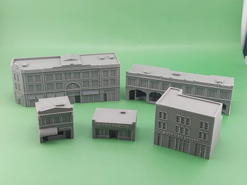 5-pack Z Scale Model Railroad Buildings, City Street Scene, Diorama, N ...