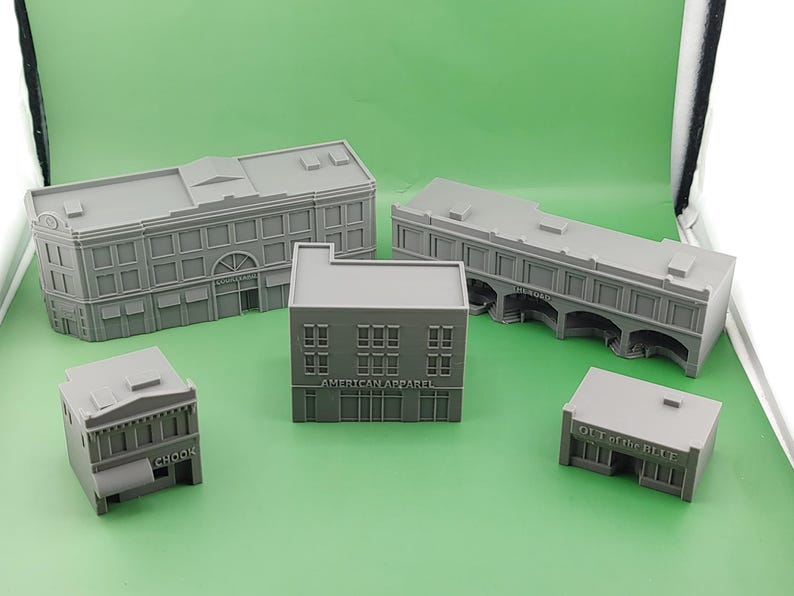 5-pack N Scale Model Railroad Buildings, City Street Scene, Diorama, N ...
