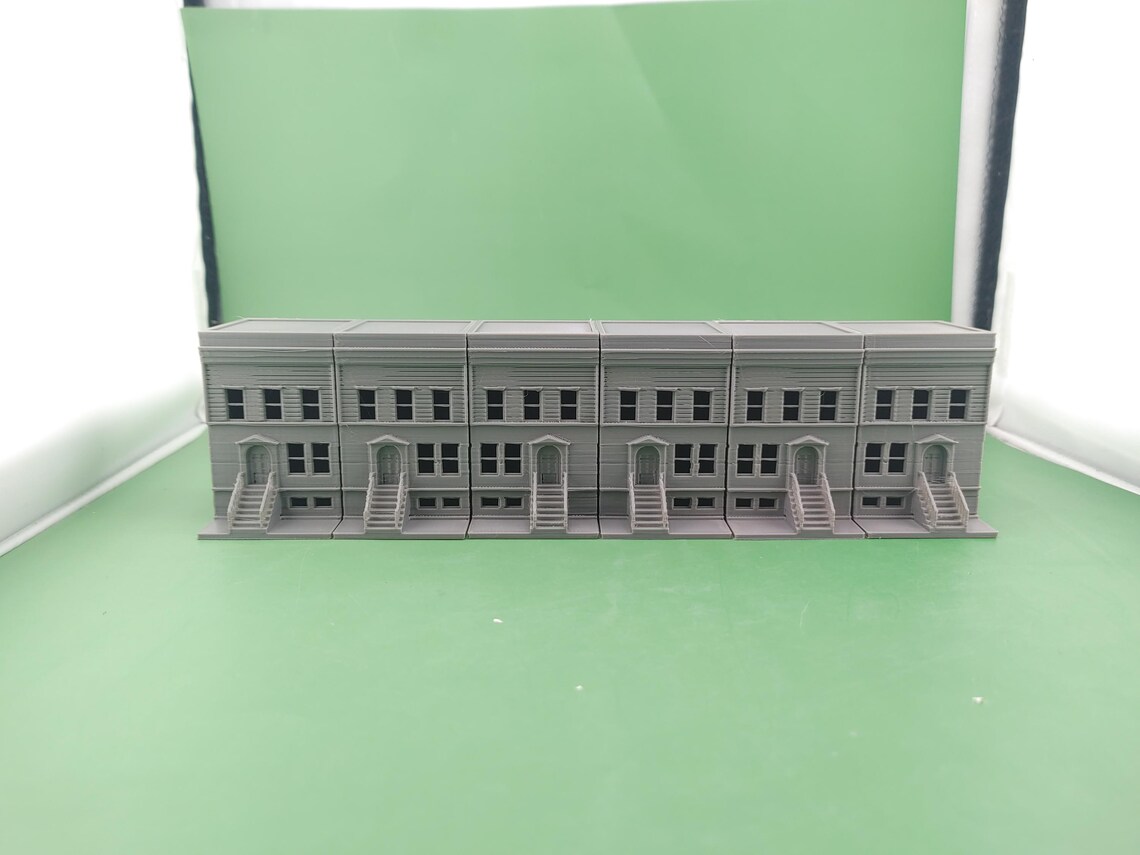 6-pack N Scale Model Railroad House, Townhouse, Rowhouse, City Street ...