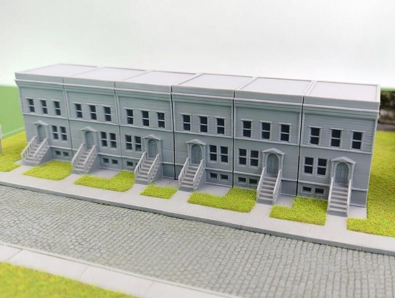 6-pack N Scale Model Railroad House, Townhouse, Rowhouse, City Street ...