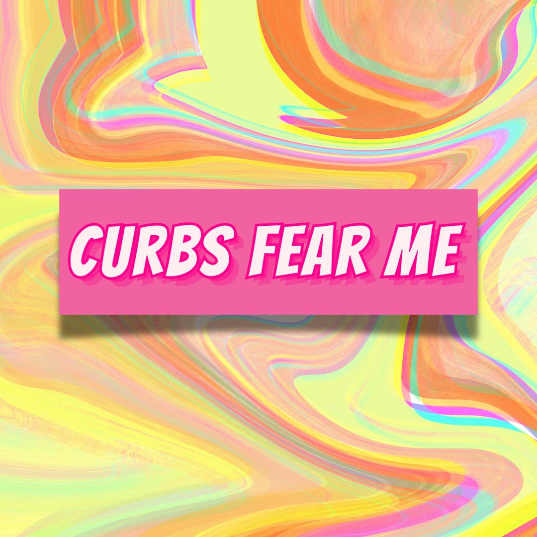 Curbs Fear Me Pink Car Magnet | Cute Weatherproof Bumper Magnet | Retro ...