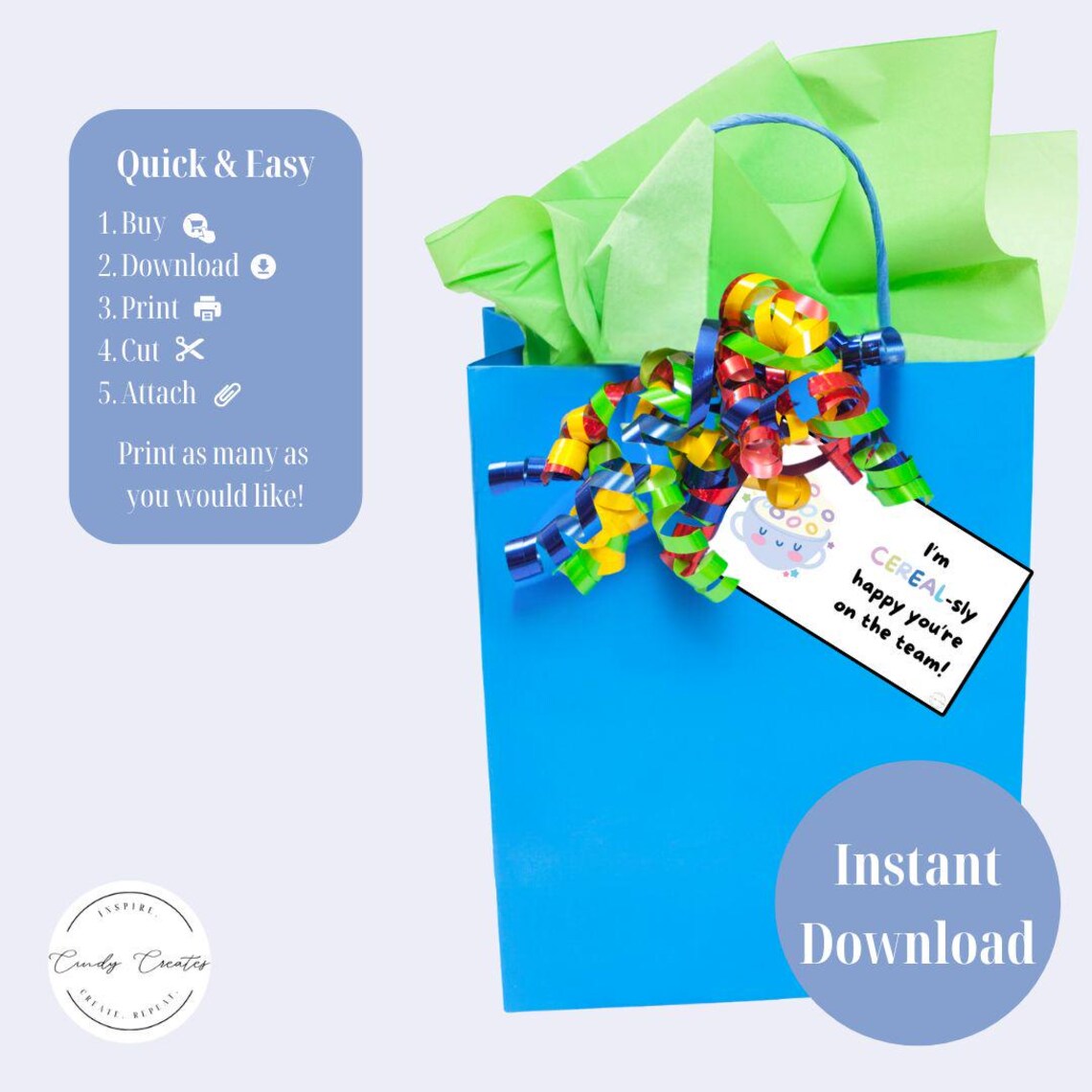 Cereal-sly Happy Printable Gift Tag – Fun Team, Teacher & Snack Favor ...