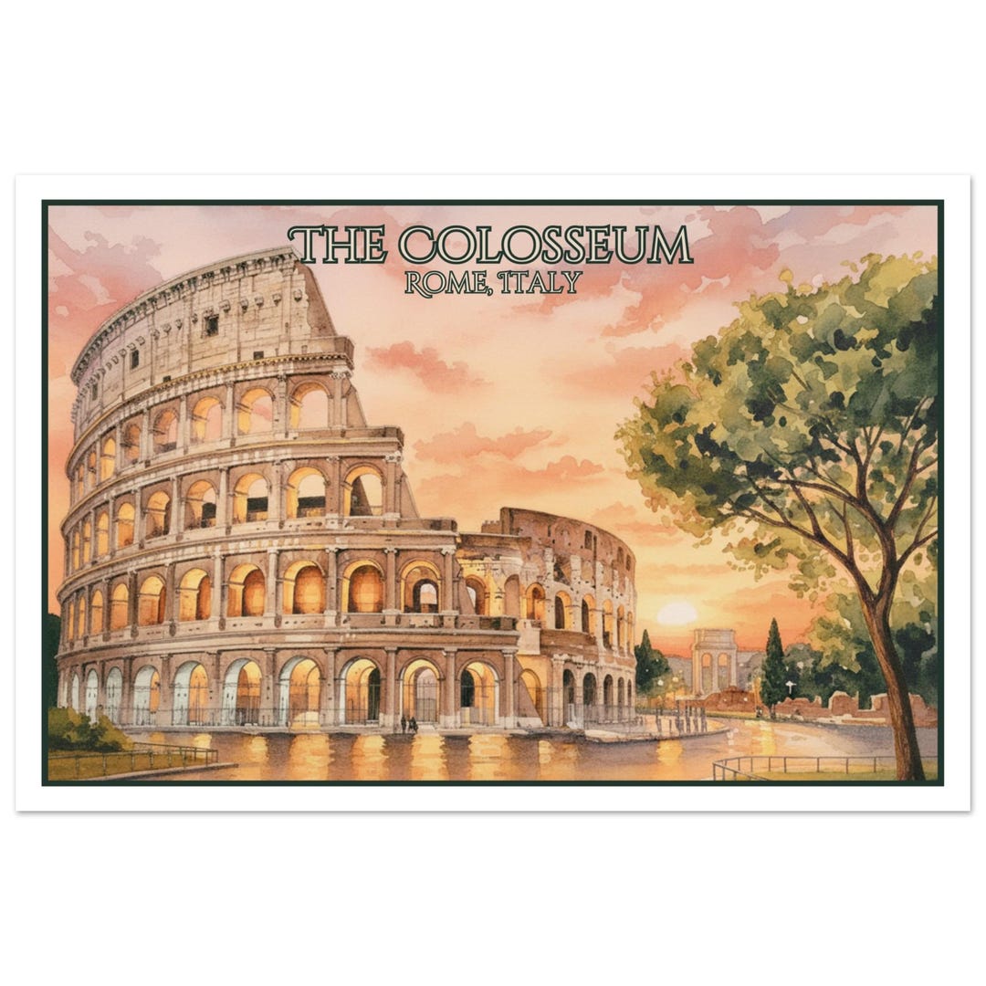 Gazing at the Colosseum at Sunset in Rome, Italy - Travel Posters - Etsy