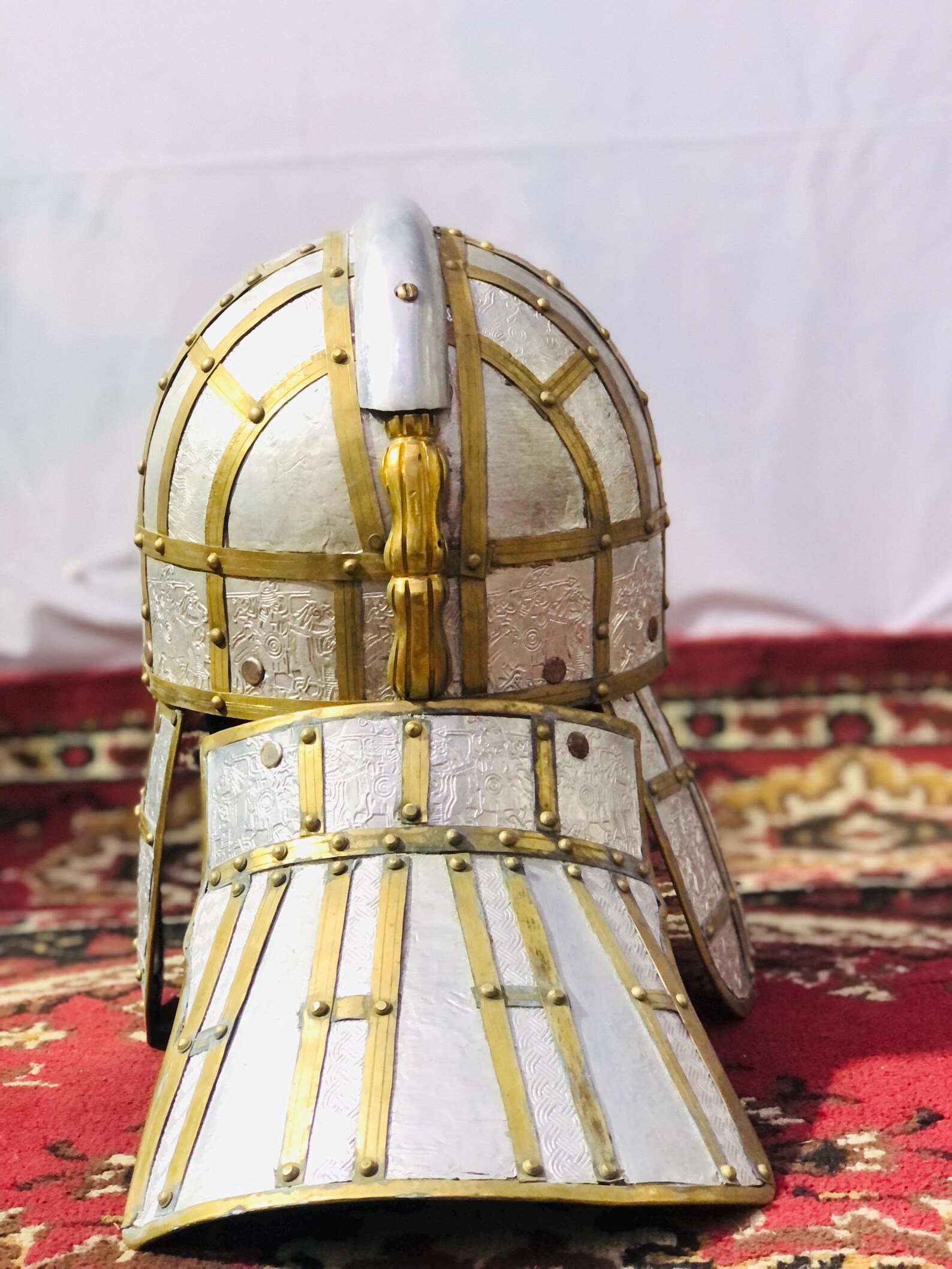 Medieval Warrior Sutton Hoo Helmet Warrior Viking Vendel Anglo Saxon ...